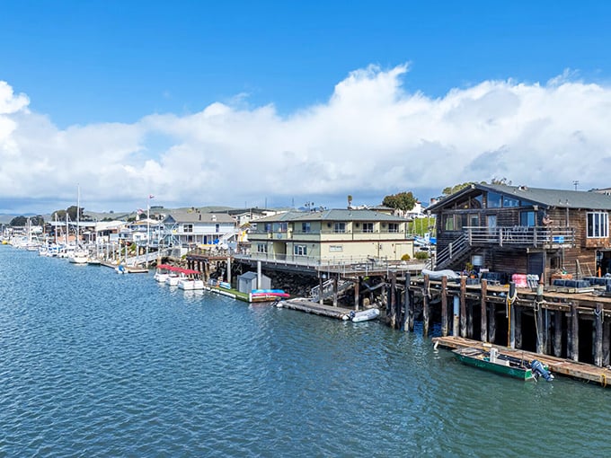The Embarcadero's waterfront buildings seem to float between sea and sky, offering visitors front-row seats to nature's daily performance.