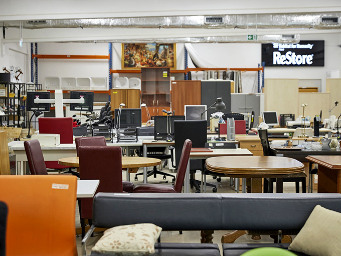 Office furniture heaven for the work-from-home crowd. That executive desk might have witnessed important decisions before landing at ReStore prices.