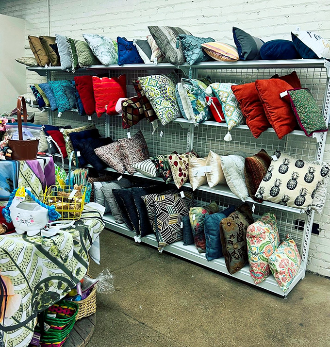 A pillow paradise that would make any HGTV host giddy&mdash;from coastal blues to vibrant reds, instant room makeovers stack three shelves high.