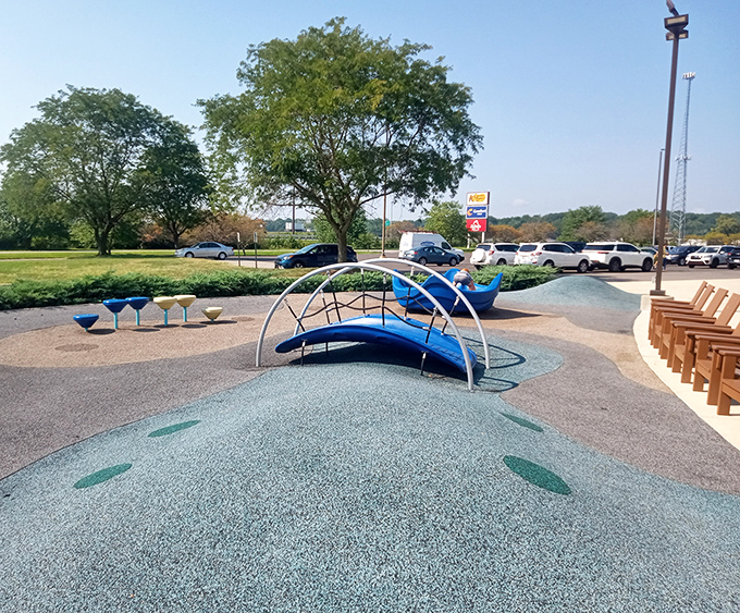 A playground oasis amid the shopping madness&mdash;where kids burn energy while parents mentally calculate how many more stores they can visit.