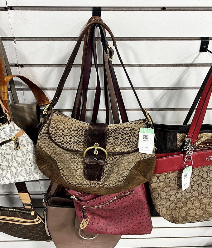 Designer bags enjoying their second act. That Coach purse has stories to tell about brunches it attended in its previous life.