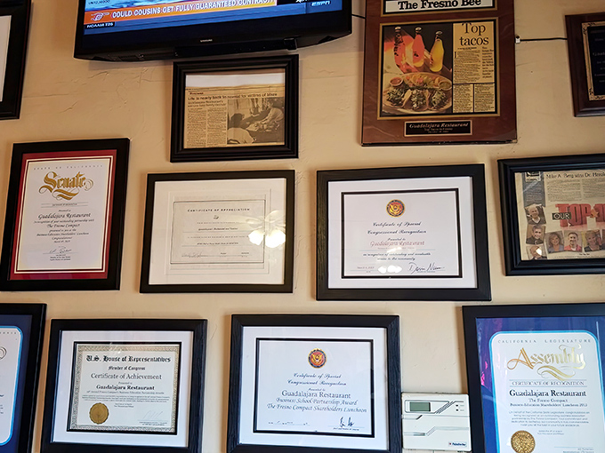 Those framed certificates on the wall aren't just decoration&mdash;they're proof that the community knows what's up at this beloved spot.
