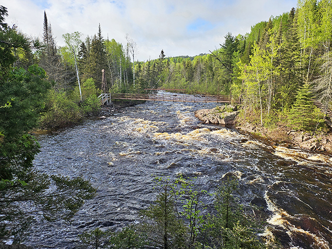 The Baptism River in spring runoff&mdash;nature's espresso shot, caffeinating the landscape with rushing energy after a long winter's nap.