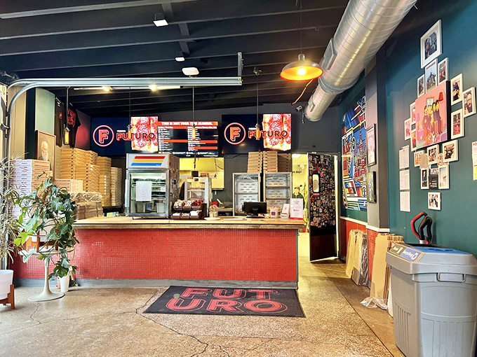 Where pizza dreams come true &ndash; the counter area buzzes with anticipation as dough transforms into edible art behind the scenes.