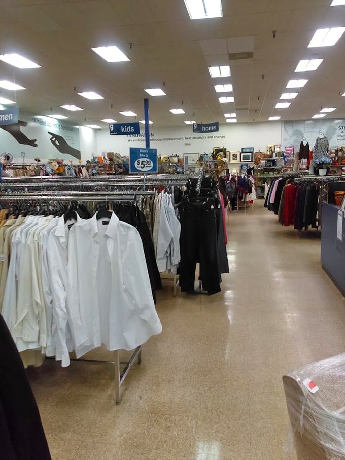 The dress shirt section: where corporate America's castoffs become your interview outfit. White collars without the white-collar prices.