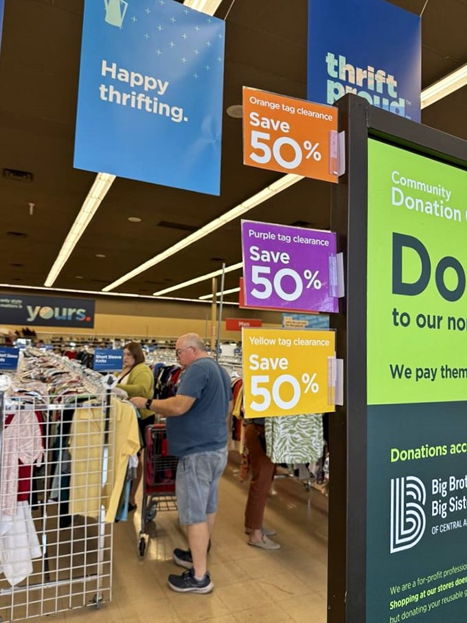 The universal language of thrift: shoppers hunting for that perfect 50% off tag. The thrill of the hunt transcends all demographics.