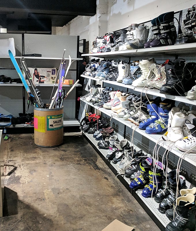 Ski equipment graveyard or winter sports goldmine? One person's abandoned slope dreams become another's budget-friendly mountain adventure.