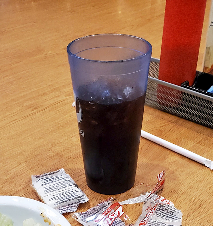 That tall glass of soda with ice and packets of sweetener&mdash;the classic diner tableau that never goes out of style.