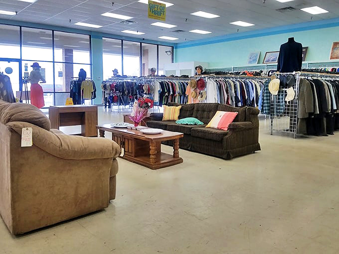 The living room staging area&mdash;perfect for taking a breather while contemplating whether that coffee table really will fit in your hatchback. 