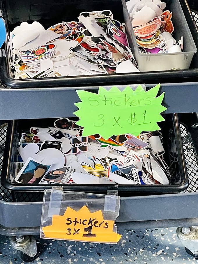 Sticker heaven for the budget-conscious collector &ndash; where three bucks gets you three little pieces of adhesive joy to slap on your laptop.