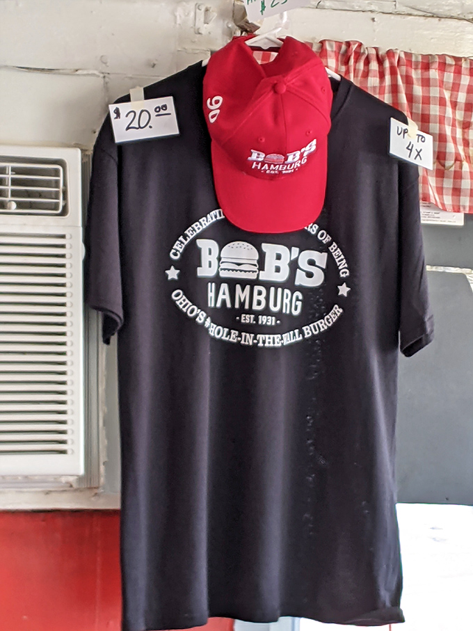 Bob's merch hanging proudly—because when burgers are this good, you want to wear the t-shirt and tell the world.