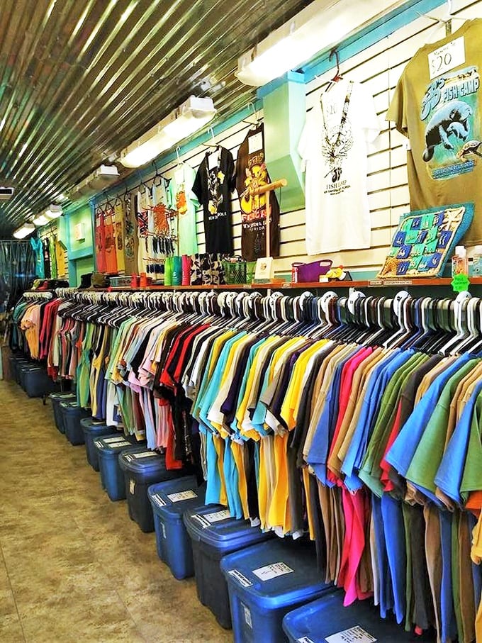 The T-shirt selection rivals the menu&mdash;because nothing says "I had an amazing meal" like a neon souvenir to prove it.