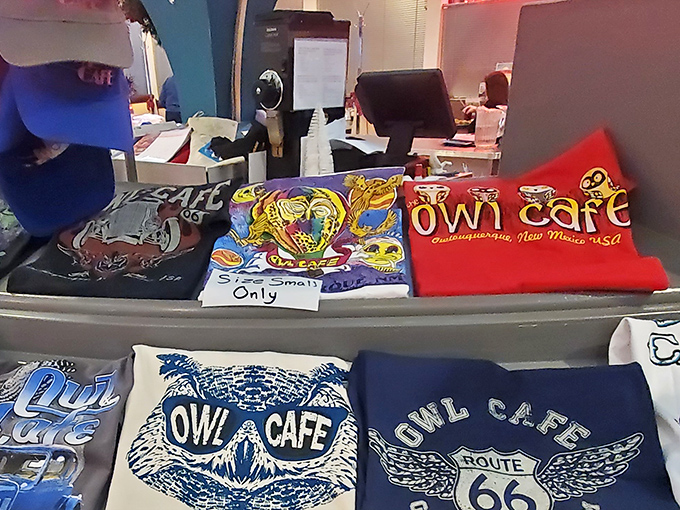 Owl Cafe merch lets you take home the magic. That Route 66 t-shirt practically screams "I found the good stuff!"