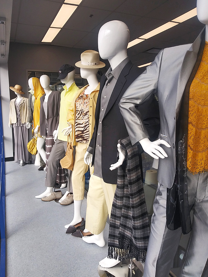 The lineup of fashionable mannequins offers a runway-worthy display that would make Tim Gunn proud, all at prices that would make him faint.