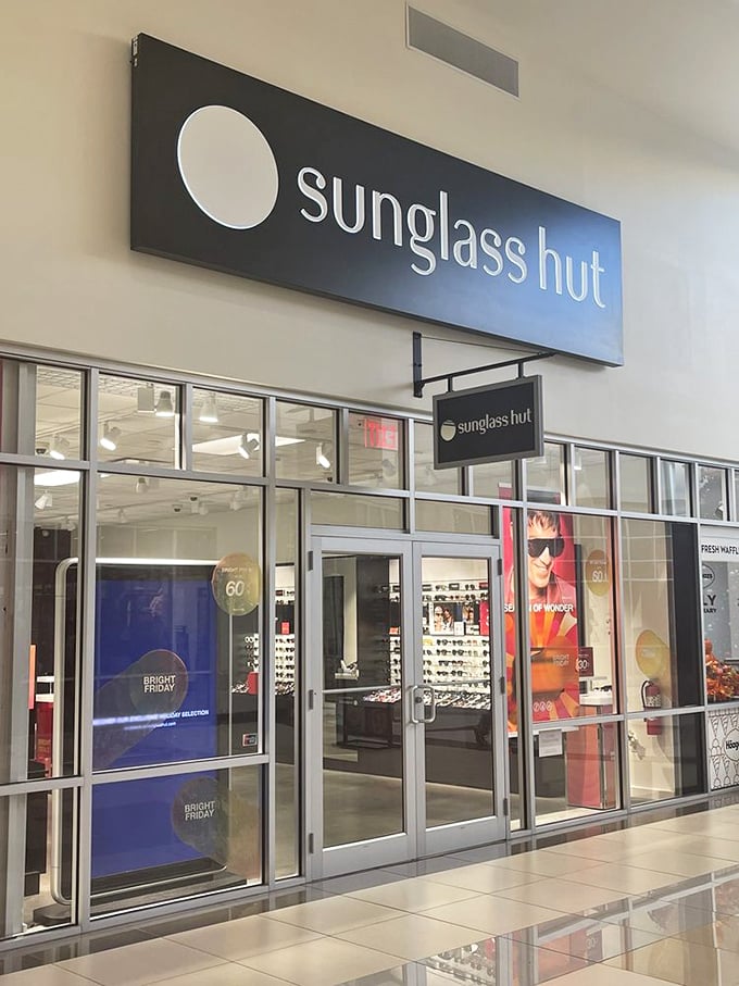 Sunglass Hut offers protection from both the sun and making eye contact with other shoppers when you're carrying too many bags.