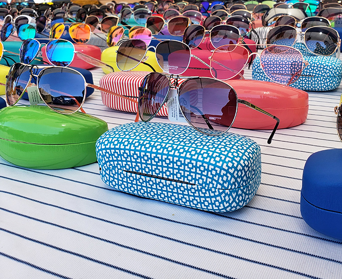 Sunglasses galore, where everyone can channel their inner movie star for pocket change. Protection from the California sun never looked so stylish.