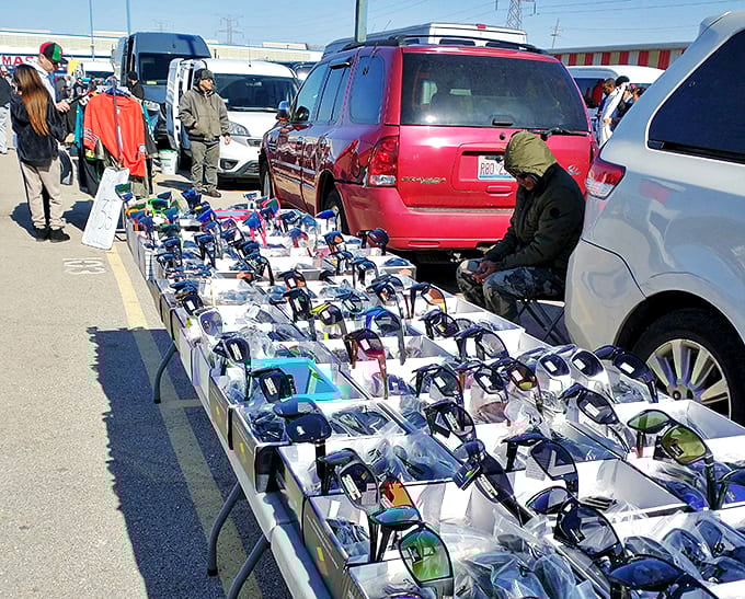Sunglasses as far as the eye can see (which will be protected once you buy a pair). Fashion and function laid out in neat rows of possibility.