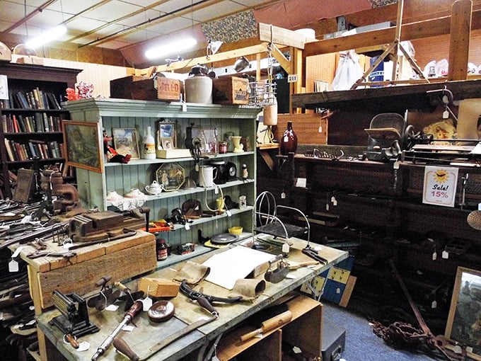 A workshop frozen in time&mdash;tools that built America displayed with reverence. Your grandfather would spend hours here, naming each implement with misty-eyed precision.