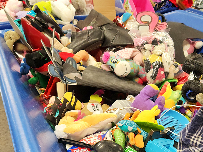 The toy bin looks like a celebration exploded in the best possible way &ndash; childhood treasures at grown-up-friendly prices.