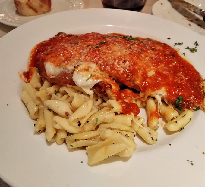 Veal parmesan that puts the "grand" in grandmother's recipe, with pasta playing the perfect supporting role.