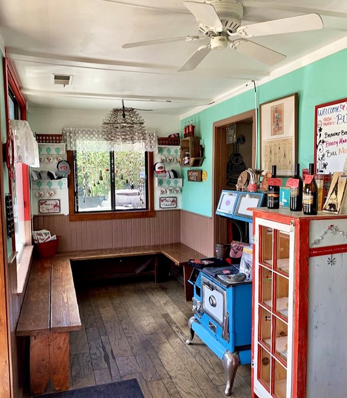 The waiting area's mint green walls, vintage stove, and wooden benches create that rare space that's both nostalgic and completely present&mdash;like comfort food for your eyes.