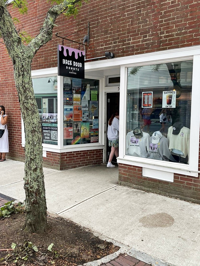 Back Door Donuts' whimsical sign hints at the late-night magic that happens when fresh donuts meet Martha's Vineyard sea air.