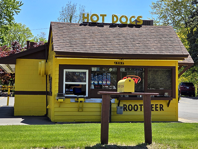 That golden yellow paint job practically shouts "happiness served here" - and they're absolutely not lying.