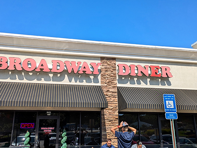 Broadway Diner's bold red signage promises a show-stopping meal, and like any good Broadway production, it delivers.