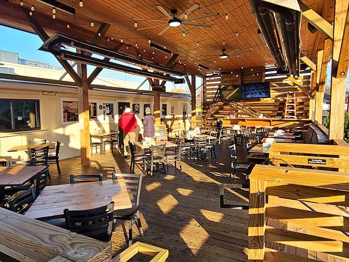 Brown's Diner's rustic wooden deck provides Nashville diners with a pleasant outdoor option when the Tennessee weather cooperates.