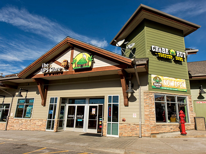 Cheba Hut's psychedelic yellow exterior hints at the groovy sandwich experience waiting inside &ndash; far out, man! 