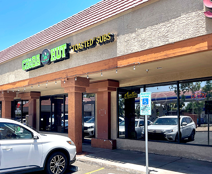 Colorful signage hints at the playful personality inside, where serious sandwich-making meets fun-loving atmosphere and creative combinations.