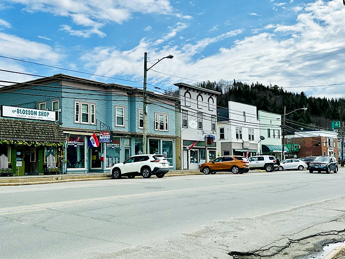 Colebrook's colorful storefronts brighten the North Country landscape like a rainbow after mountain rain showers.