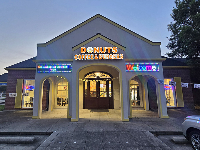 Donuts Coffee & Burgers doesn't mess around with fancy names &ndash; they tell you exactly what they do best. Those arches welcome you to flavor paradise.