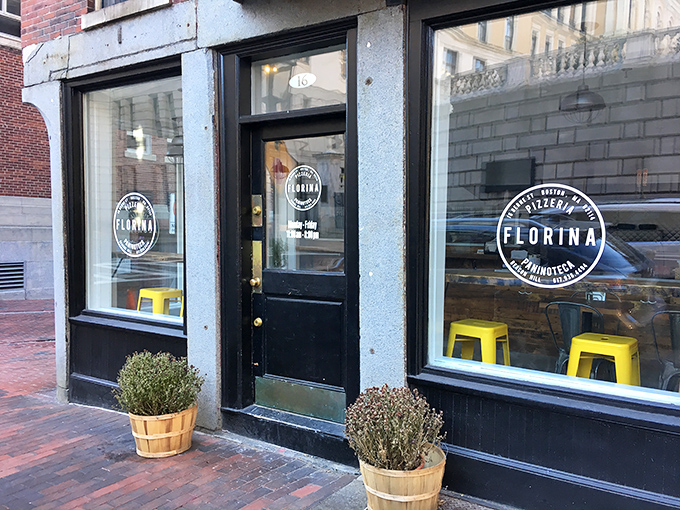 FLORINA's sleek Boston storefront hints at the Italian pizza artistry waiting to dazzle your taste buds.