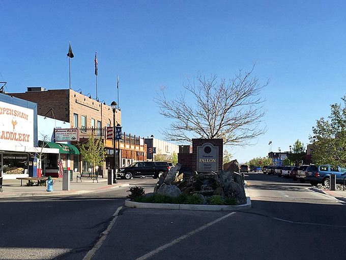 Fallon's main street sign welcomes you to a town where your dollar stretches and your stress shrinks.
