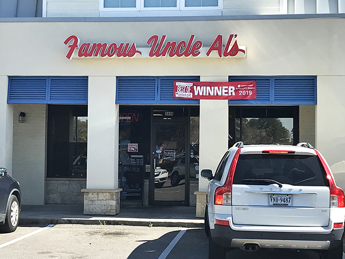 Famous Uncle Al's cheerful yellow facade stands out like a ray of sunshine on Virginia Beach Boulevard.