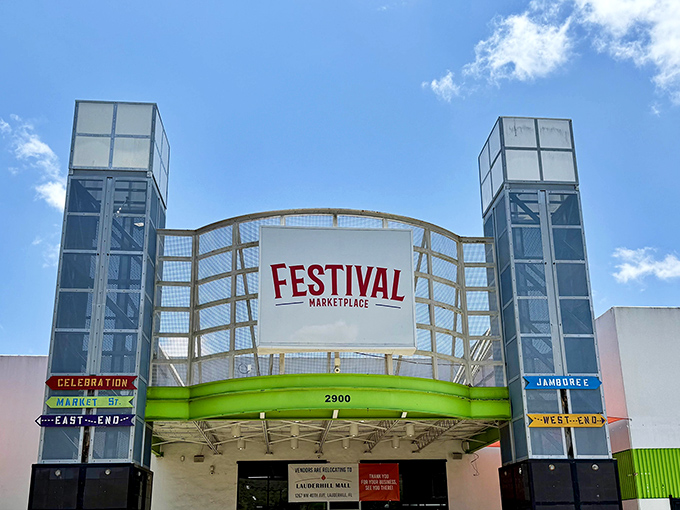Festival Marketplace's modern entrance looks more upscale mall than flea market, but bargains still hide inside.
