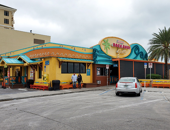Frenchy's colorful facade screams "beach party headquarters" louder than a spring break commercial from 1985.