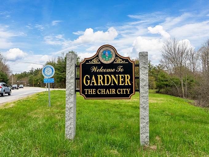 Gardner's "Chair City" sign welcomes visitors to sit back and enjoy surprisingly affordable New England living.