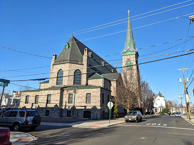 Gloucester City's majestic stone church towers over streets where faith and frugality walk hand in hand.