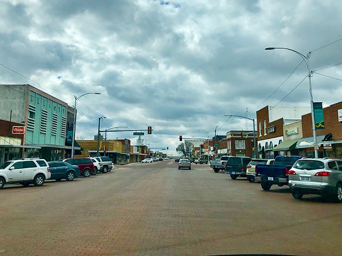 Goodland's wide Main Street stretches toward endless horizons, embodying the frontier spirit that built the American West.