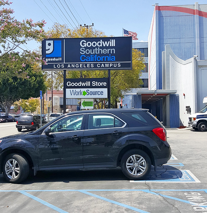 The Goodwill campus sign announces more than shopping &ndash; it's a community hub where bargains meet job training.