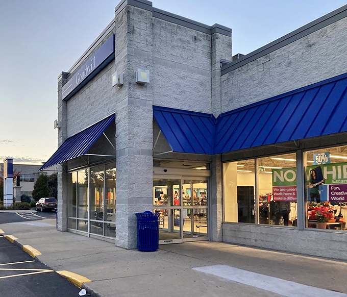 Goodwill's familiar blue signage represents decades of reliable thrift shopping across America's communities.