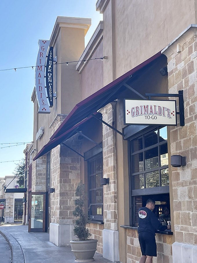 Grimaldi's elegant stone facade brings a touch of class to strip mall dining. San Antonio's coal-fired pizza destination awaits.
