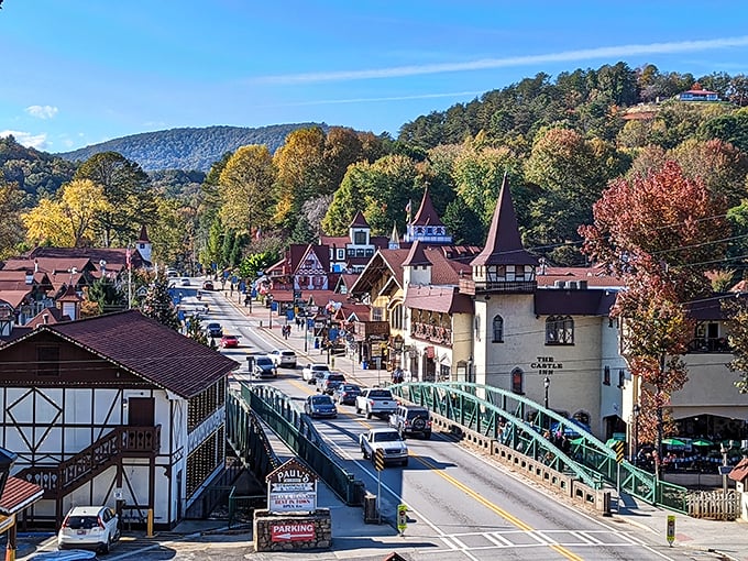 Helen's Bavarian buildings look like they took a wrong turn in the Alps and decided to stay.