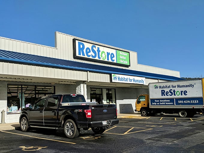 Hot Springs Village knows how to do ReStore right - just look at that glassware display!