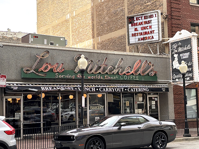 Lou Mitchell's vintage neon sign has guided hungry Chicagoans to breakfast bliss since Calvin Coolidge was president.