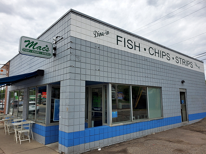 Mac's gleaming white tiles shine like a beacon of hope for fried fish enthusiasts seeking crispy perfection.