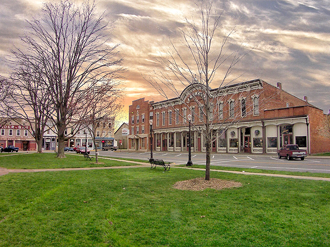 Milan's historic corner building has stood the test of time, just like your retirement savings will in this affordable small town. Classic charm!