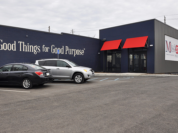 Mission 27's industrial chic exterior hints at the carefully selected treasures supporting great community causes inside.